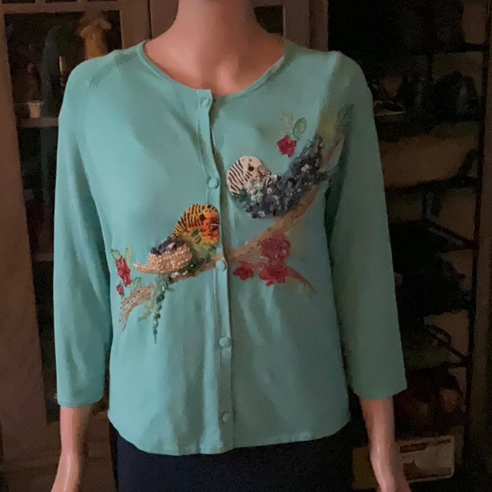 Vintage Michael Simon Parakeets Sweater - Gem
